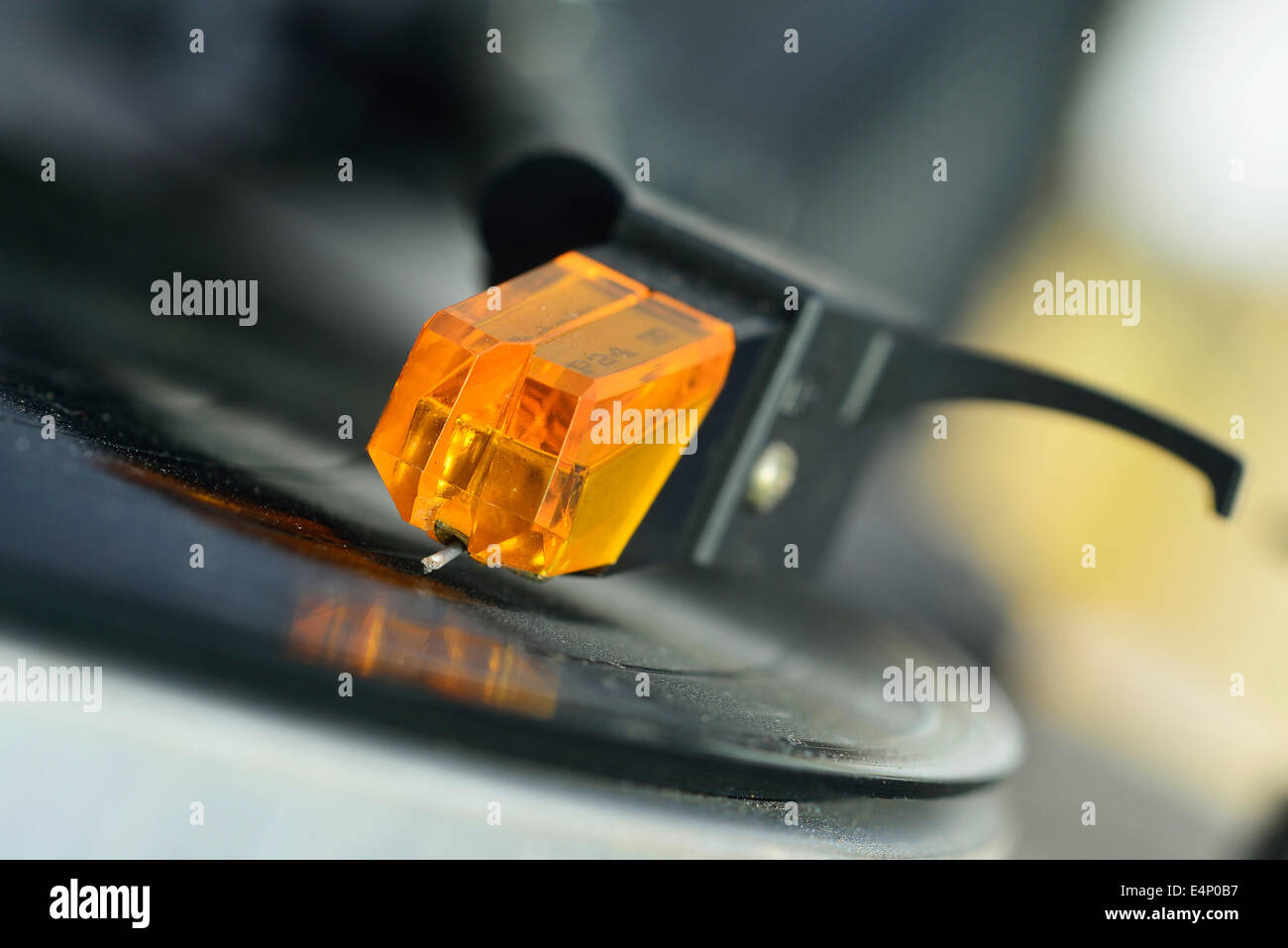 Vinyl record playing on a turntable, close-up Stock Photo - Alamy