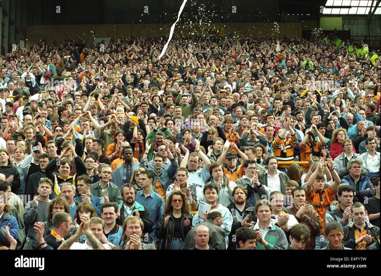 Football supporters fans standing for the last time for final match on ...