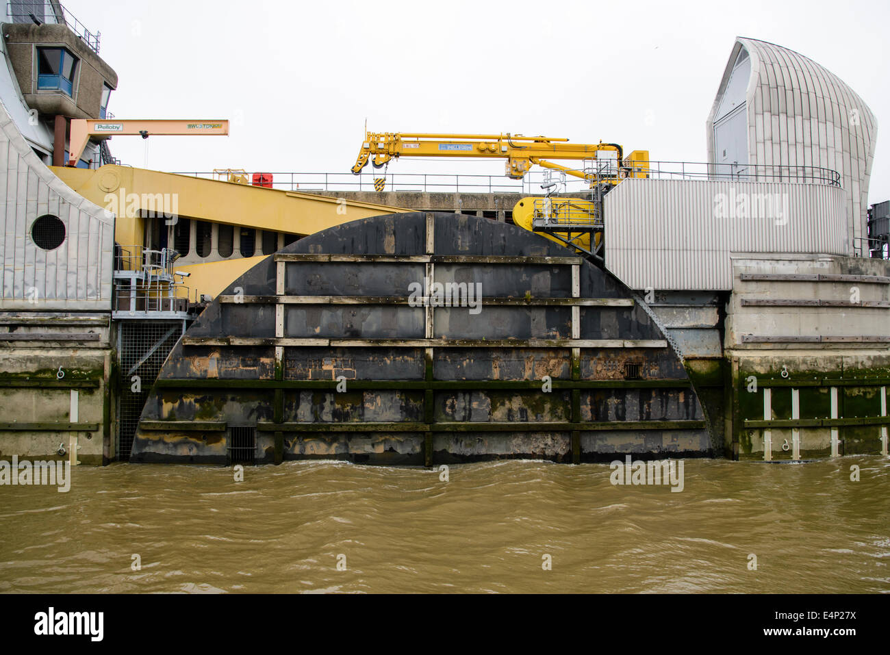 London, UK, 12/07/2014 : A close side view of a circular gate on the ...