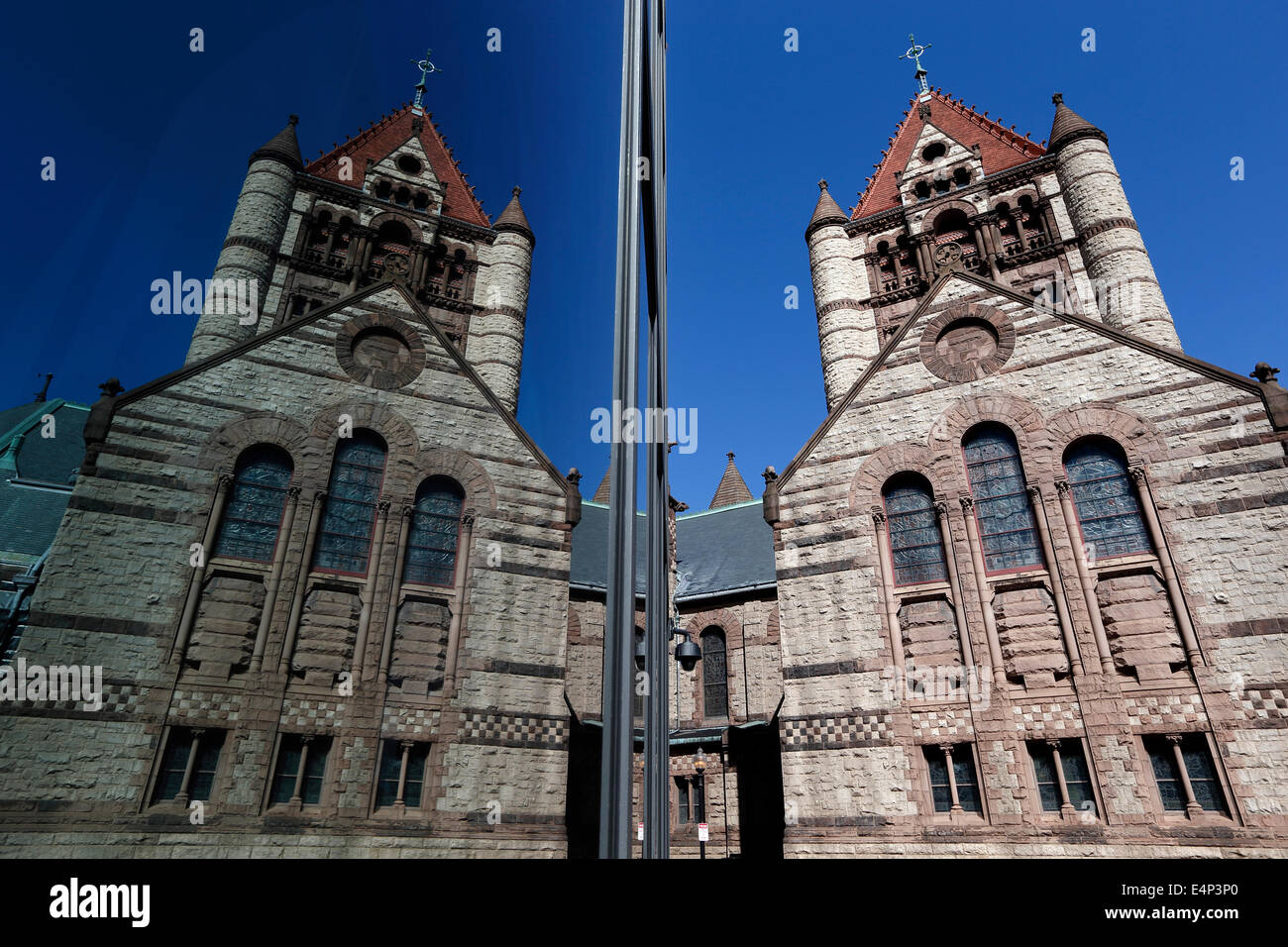 Trinity Church, Boston, reflected in the Hancock Building Stock Photo ...