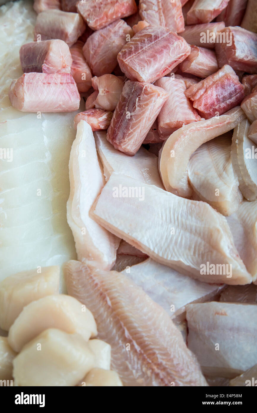 Restaurant kitchen, raw fish fillet's Stock Photo - Alamy