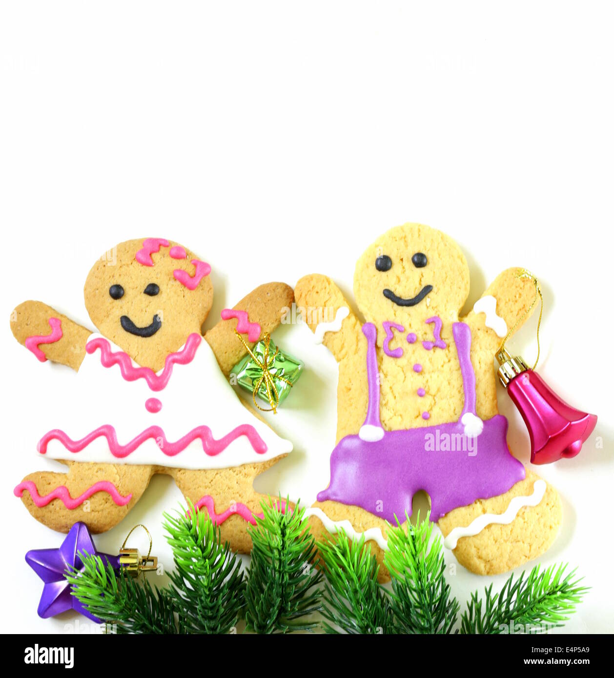 traditional Christmas gingerbread man with festive decorations and ...