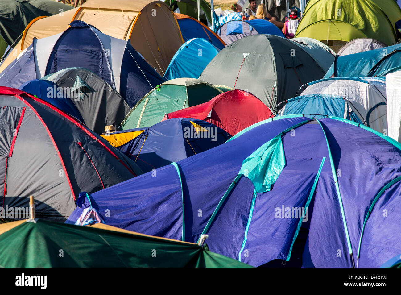 Many tents on a lawn, at an open air festival, camping Stock Photo - Alamy
