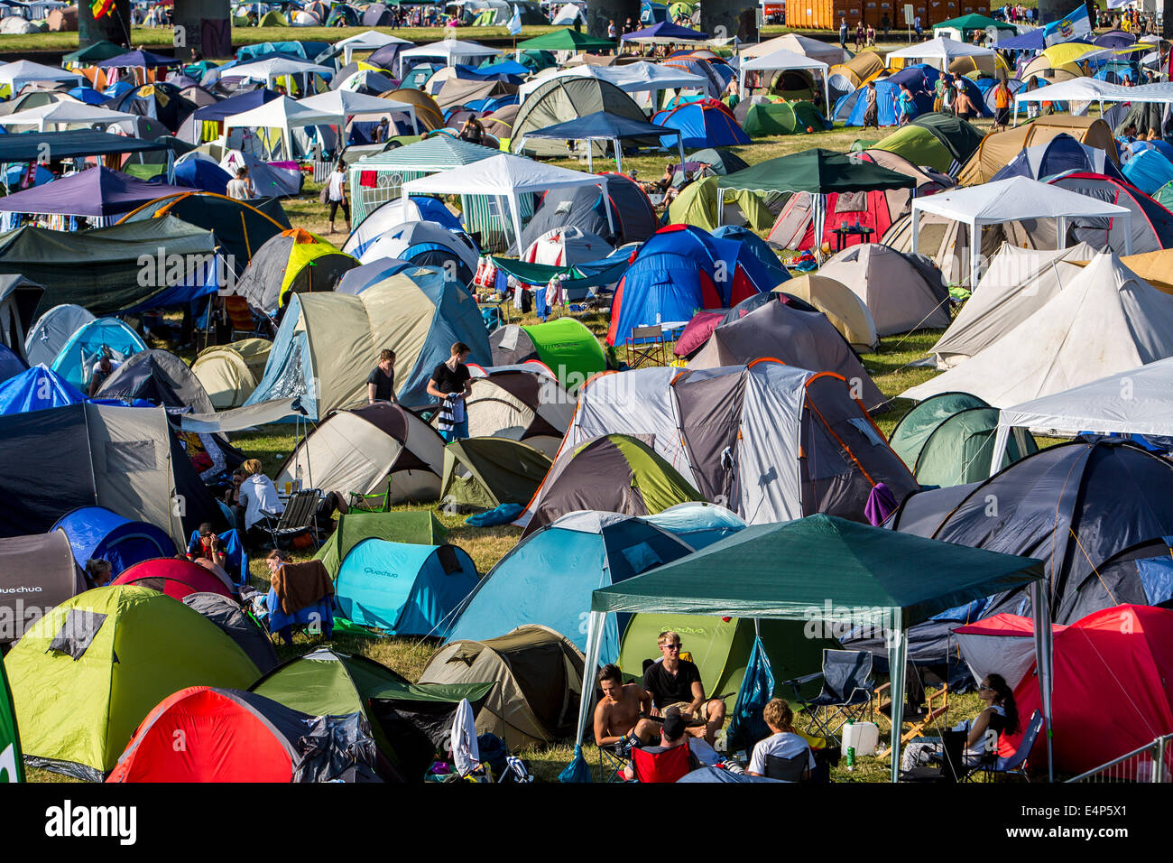Many tents on a lawn, at an open air festival, camping Stock Photo - Alamy