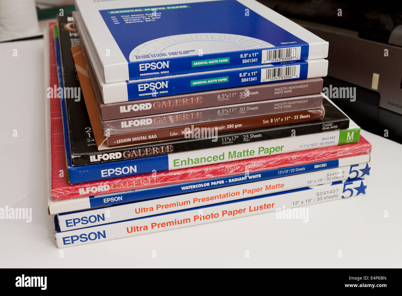 Inkjet photo papers in boxes Stock Photo - Alamy