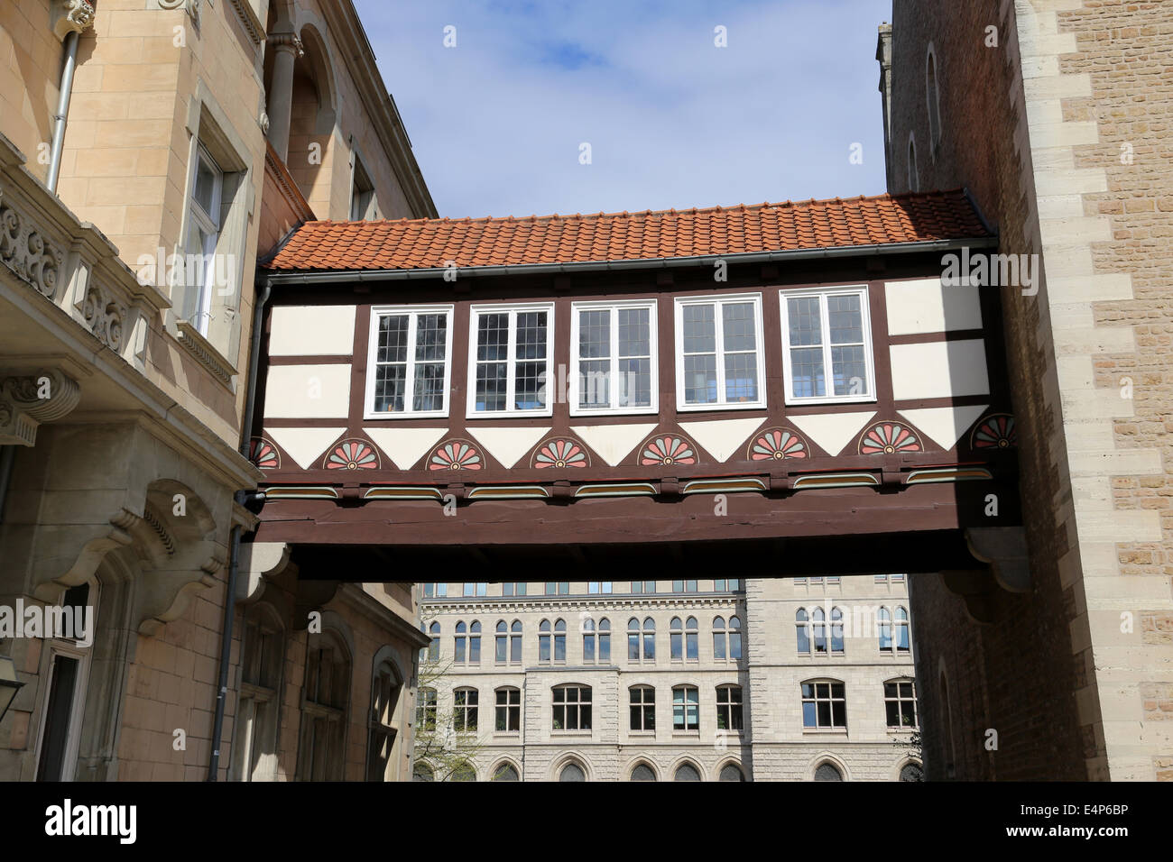 Bridge adjoining two buildings in Castle Square Brunswick Stock Photo ...
