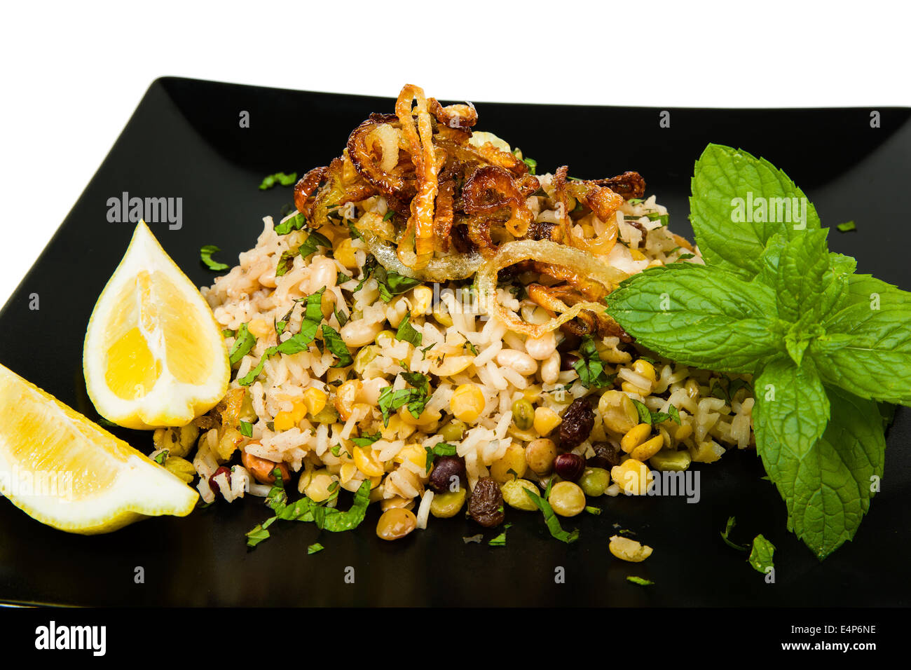 Mejadra is a traditional Arab dish of legumes and rice Stock Photo - Alamy