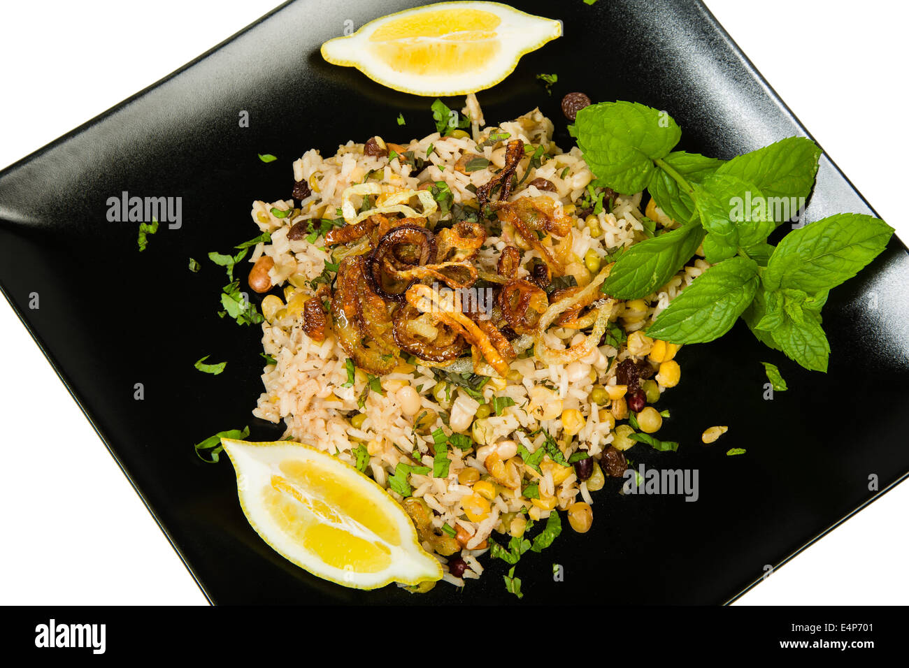 Mejadra is a traditional Arab dish of legumes and rice Stock Photo - Alamy
