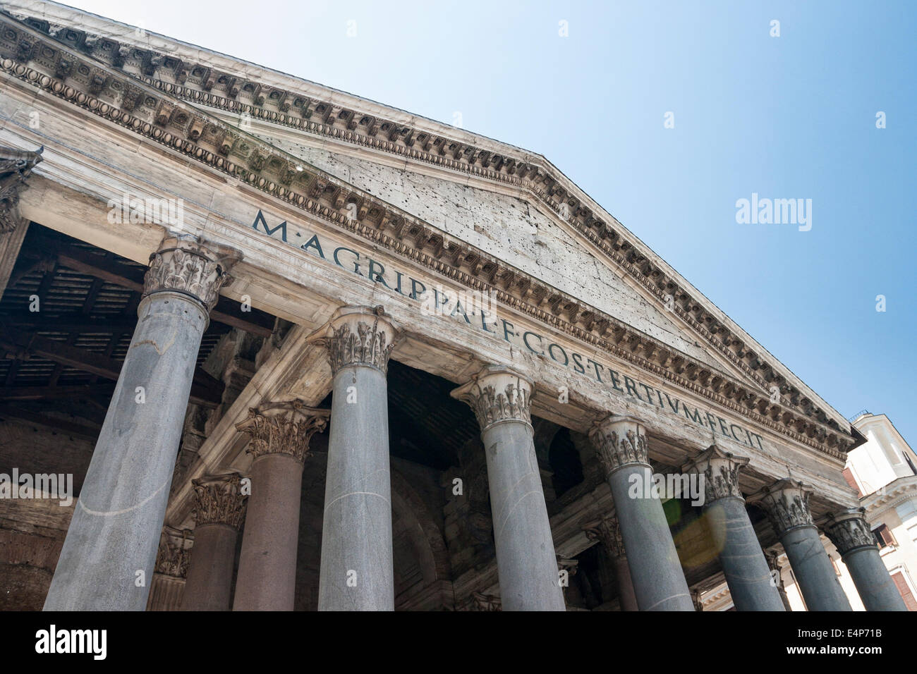 Pantheon Facade: . A dramatic view of the front columns of Rome's ...