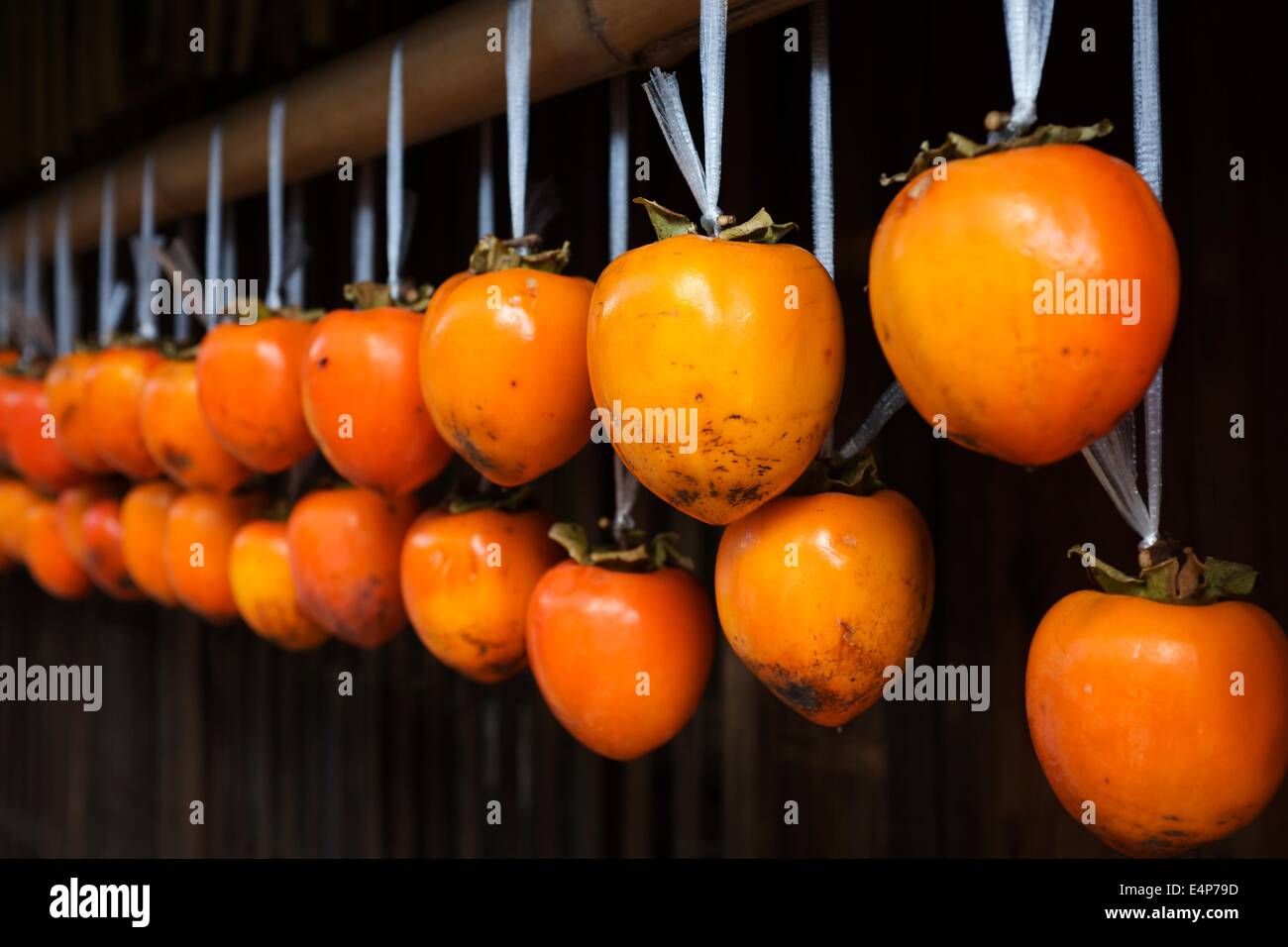 Persimmons Hanging at Shop in Tsumago-juku, Nagiso Town, Nagano ...