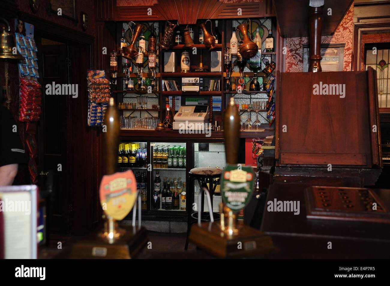 Behind the bar of the Rovers Return on the set of Coronation Street at ...