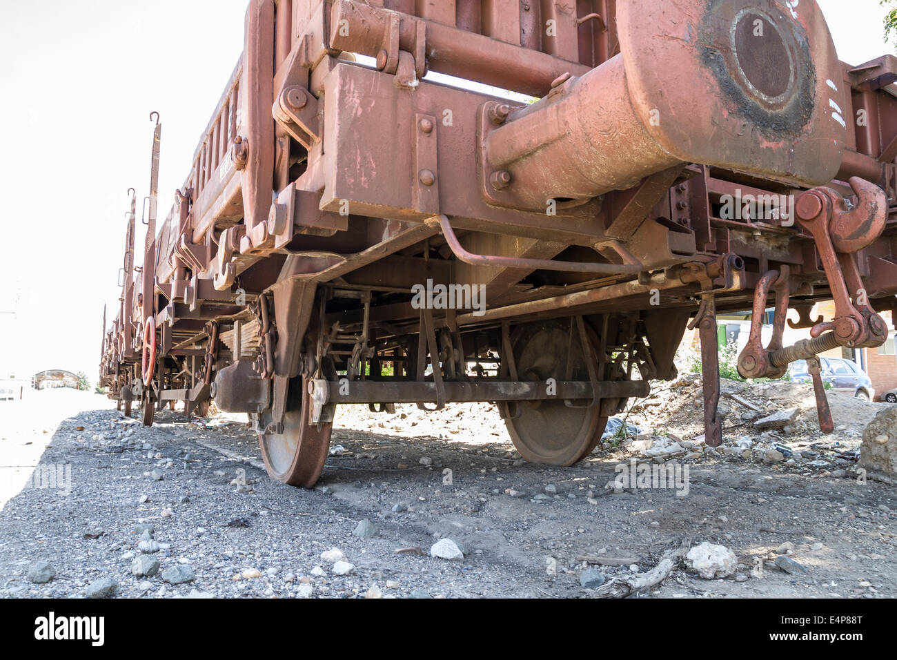old freight train, metal machinery details Stock Photo - Alamy
