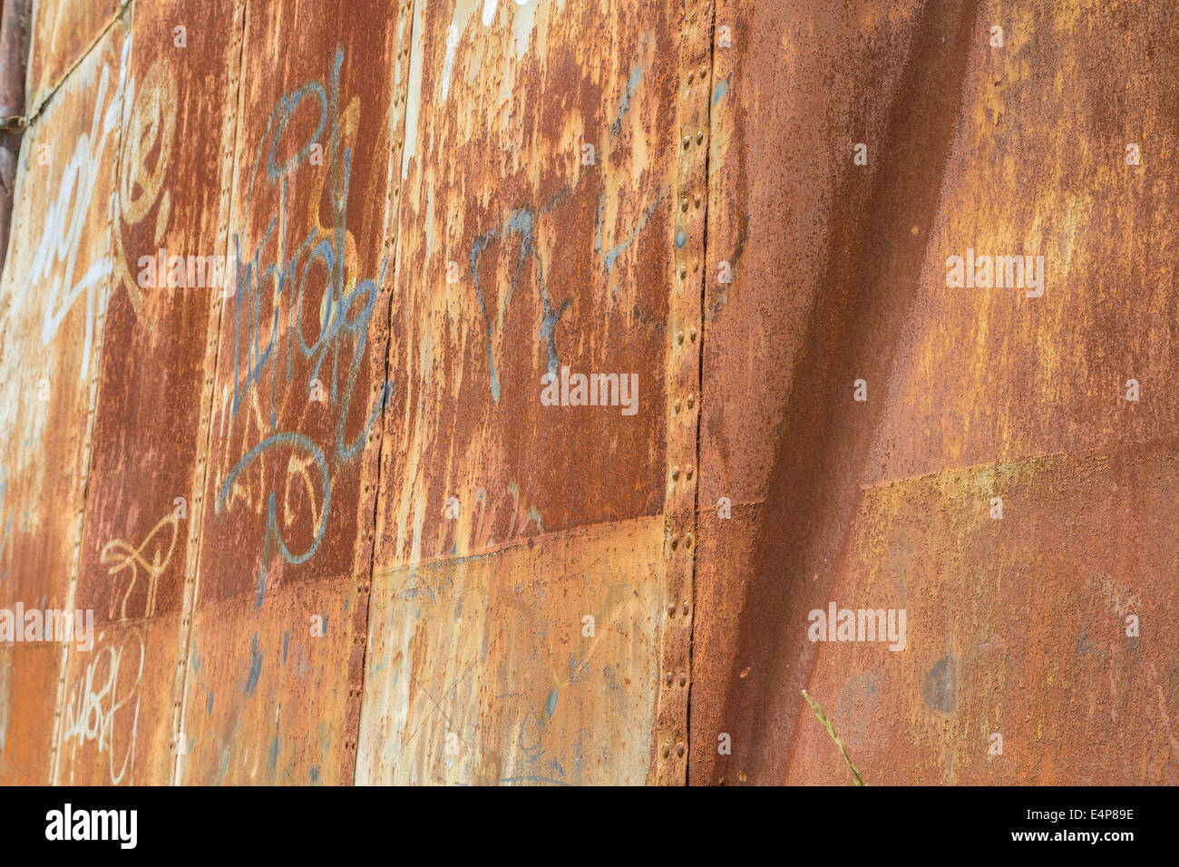 Grafitti, old abandoned train station, rusty iron walls Stock Photo - Alamy