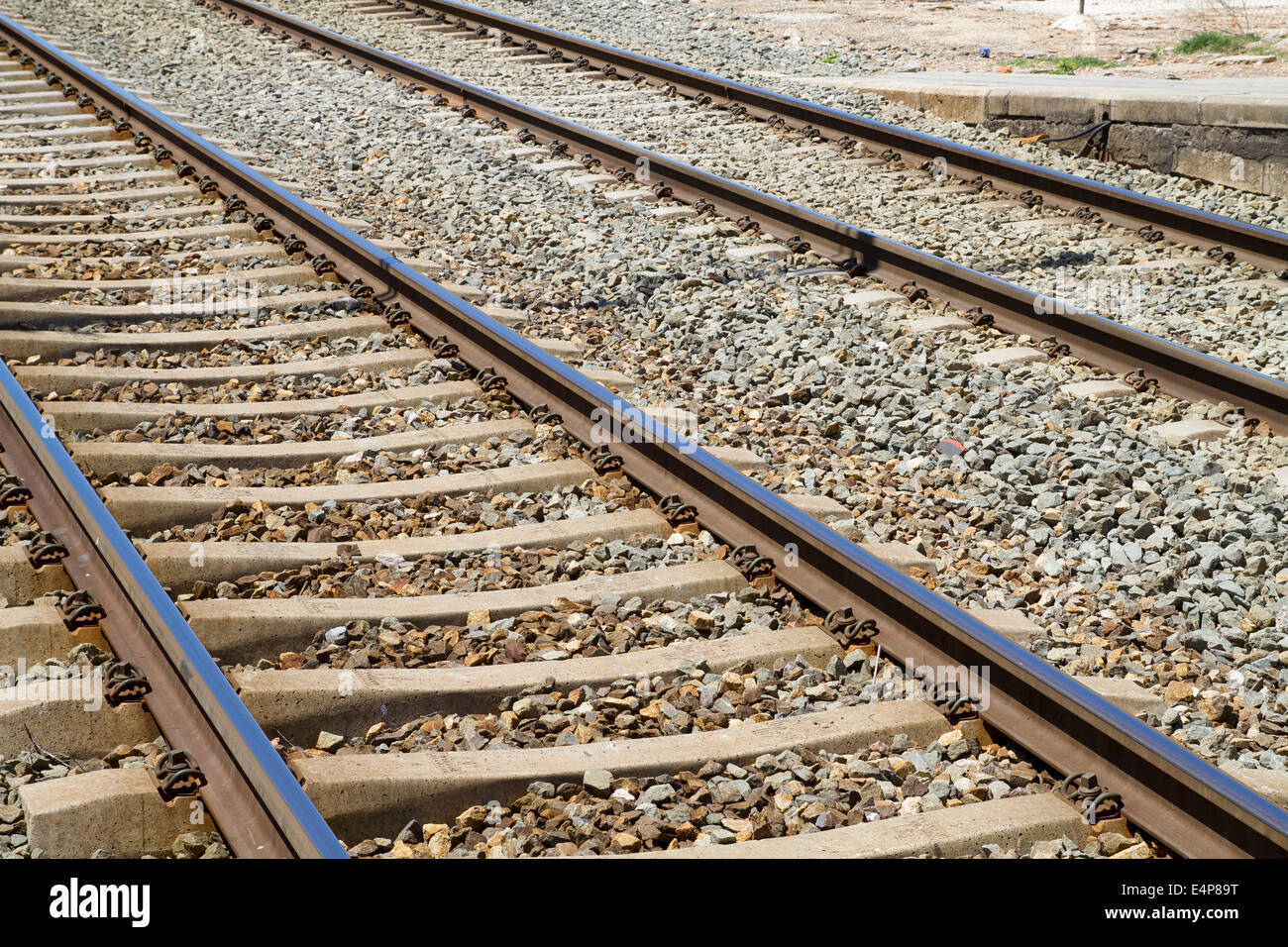 train rails, detail of railways in Spain Stock Photo - Alamy