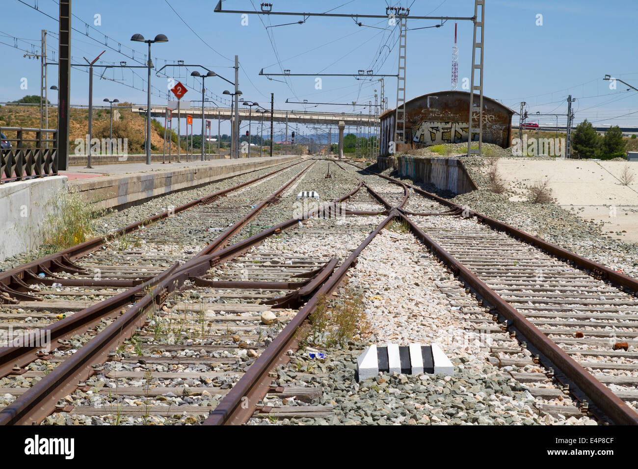 metal train rails, detail of railways in Spain Stock Photo - Alamy