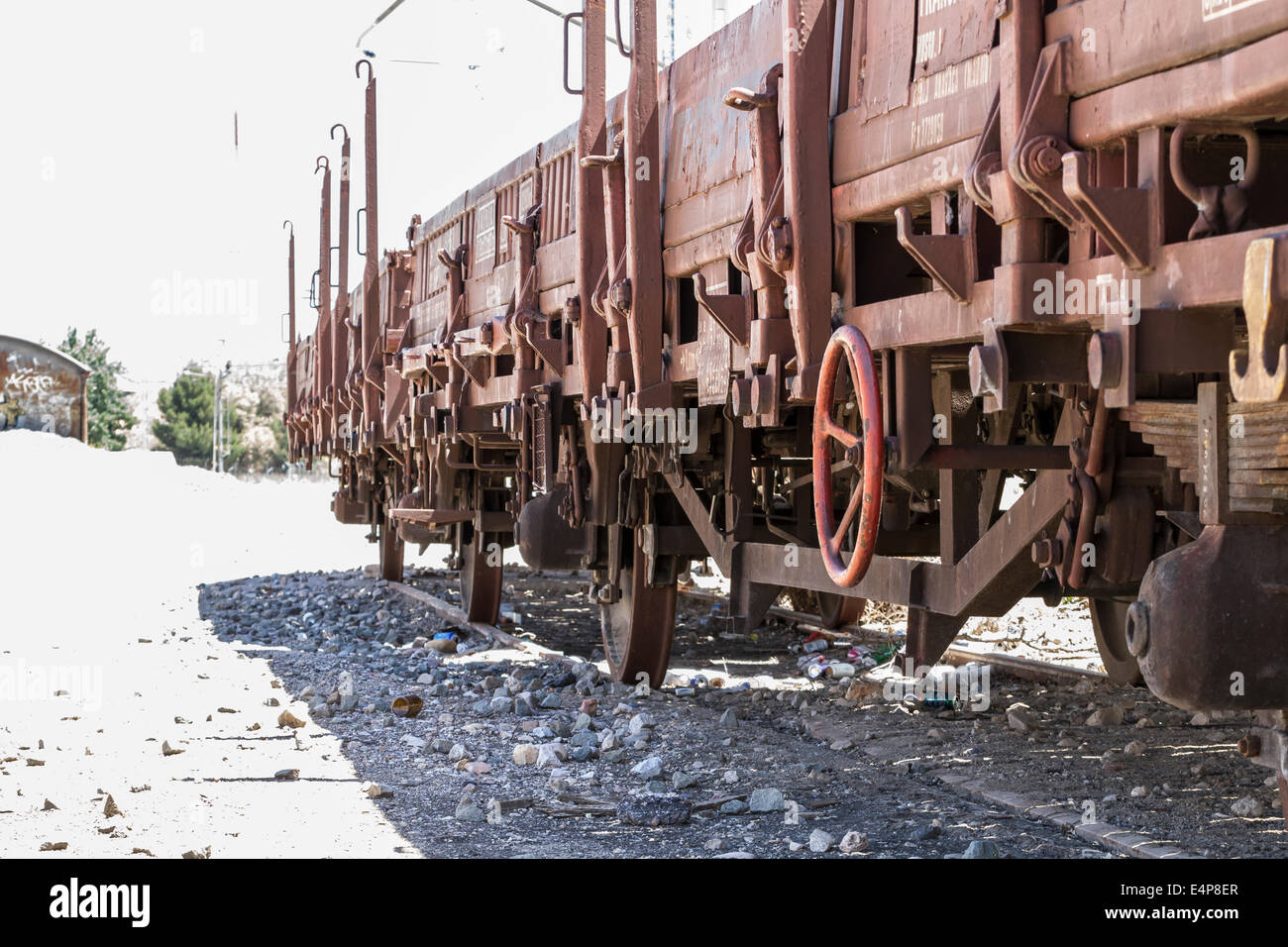old freight train, metal machinery details Stock Photo - Alamy