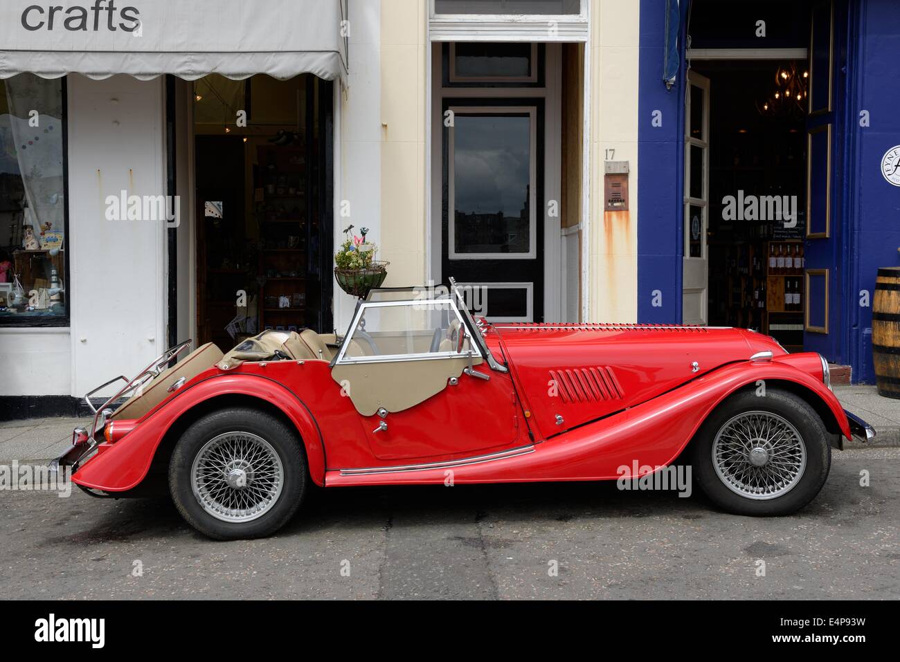 Red Morgan Roadster classic car with open top in Oban, Argyll, Scotland ...