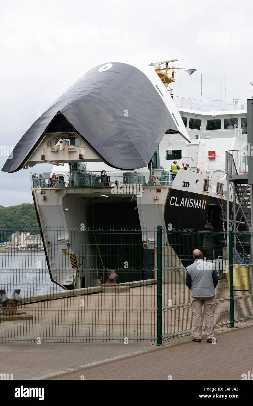 The Caledonian MacBrayne car ferry with bow door open Stock Photo - Alamy
