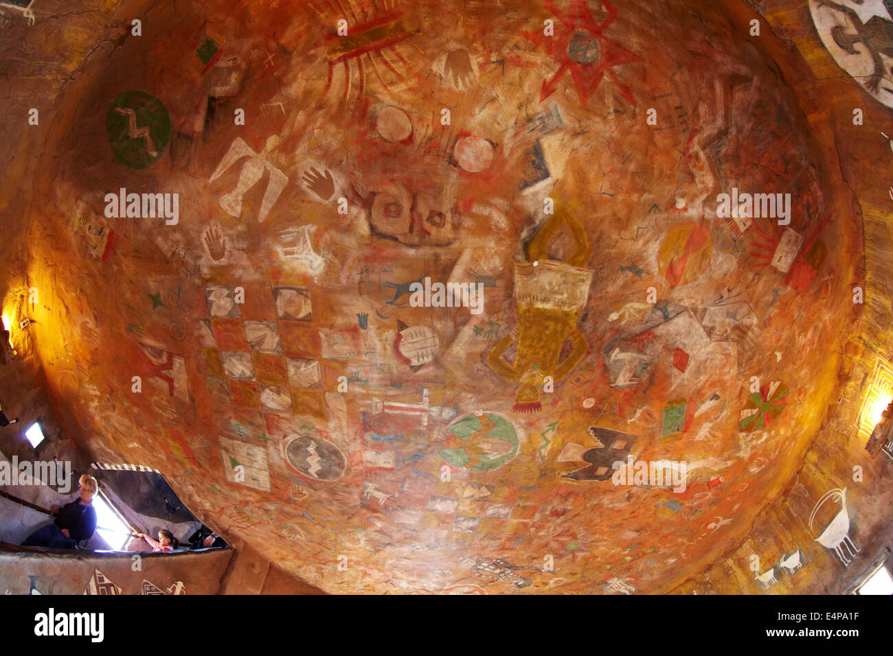 Mural painted on ceiling inside the historic watchtower (1932), Desert ...