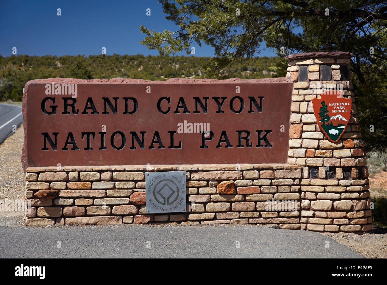 Grand Canyon National Park entry sign, Arizona, USA Stock Photo - Alamy