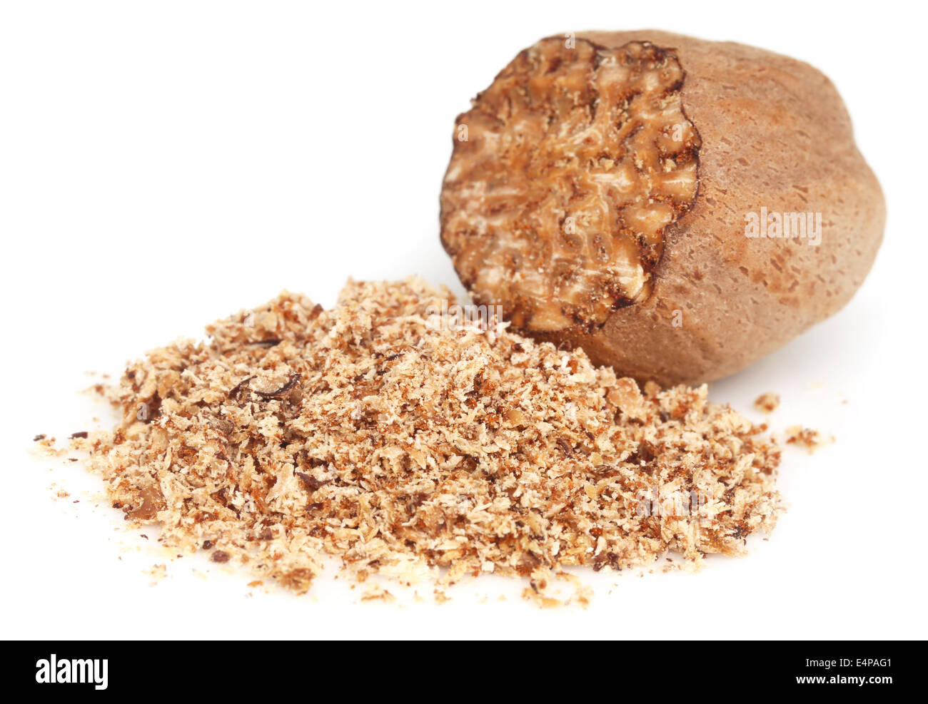 Nutmeg or Jaifal Spice over white background Stock Photo - Alamy