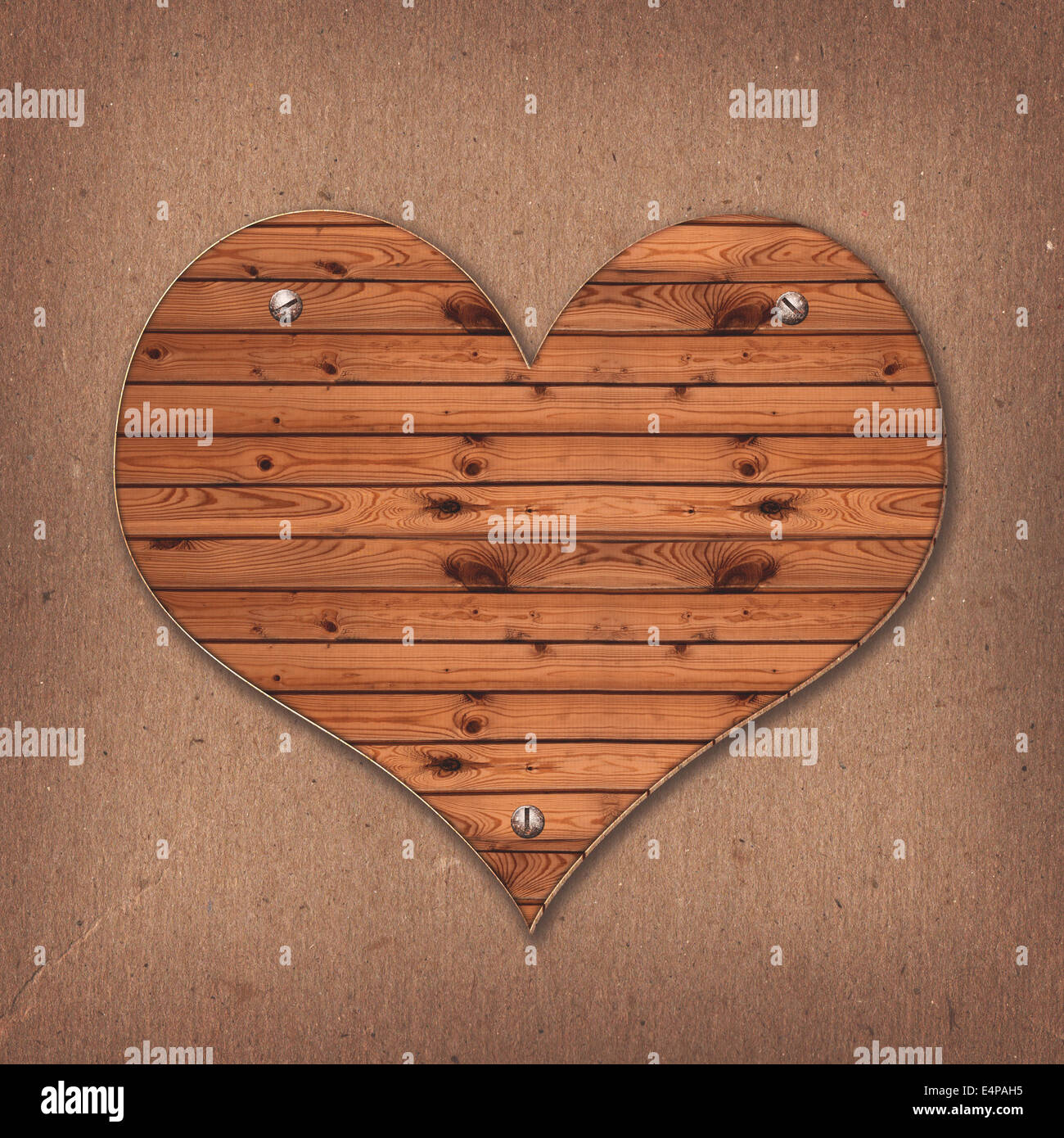 Heart shape from the wooden desk over old cardboard backgrounds Stock ...