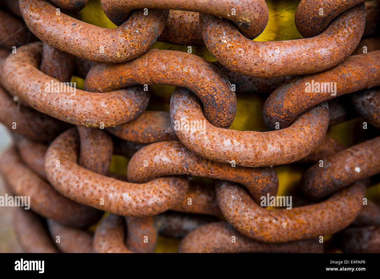 Rusted chains, chain links of a chain attachment Stock Photo - Alamy