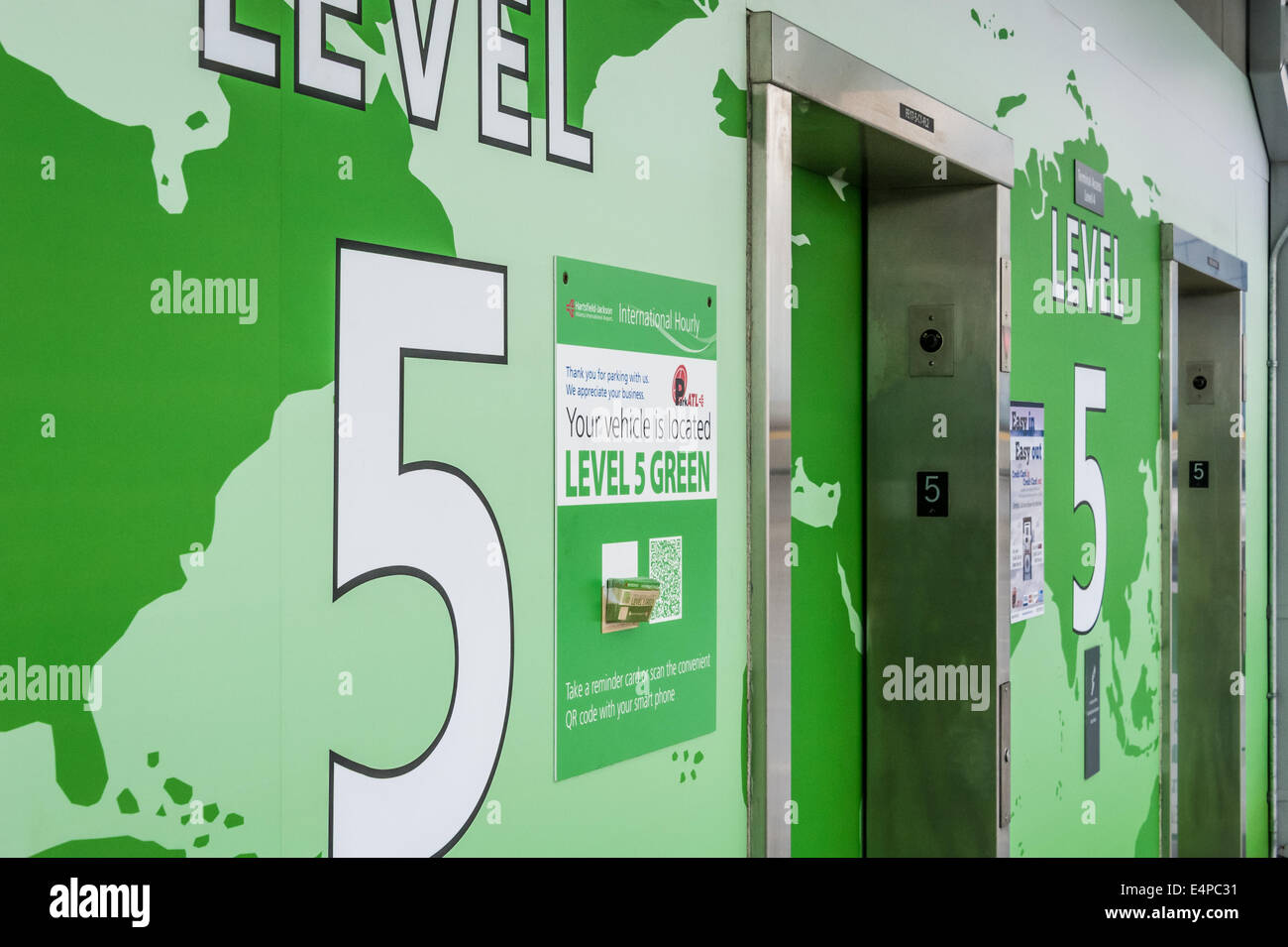 Wall signage at the elevators for Level 5 of the parking deck at ...