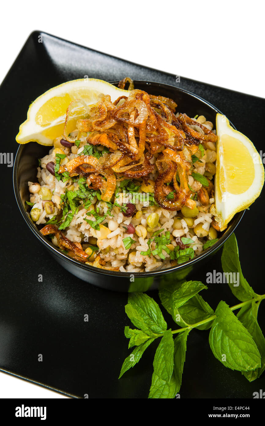 Mejadra is a traditional Arab dish of legumes and rice Stock Photo - Alamy