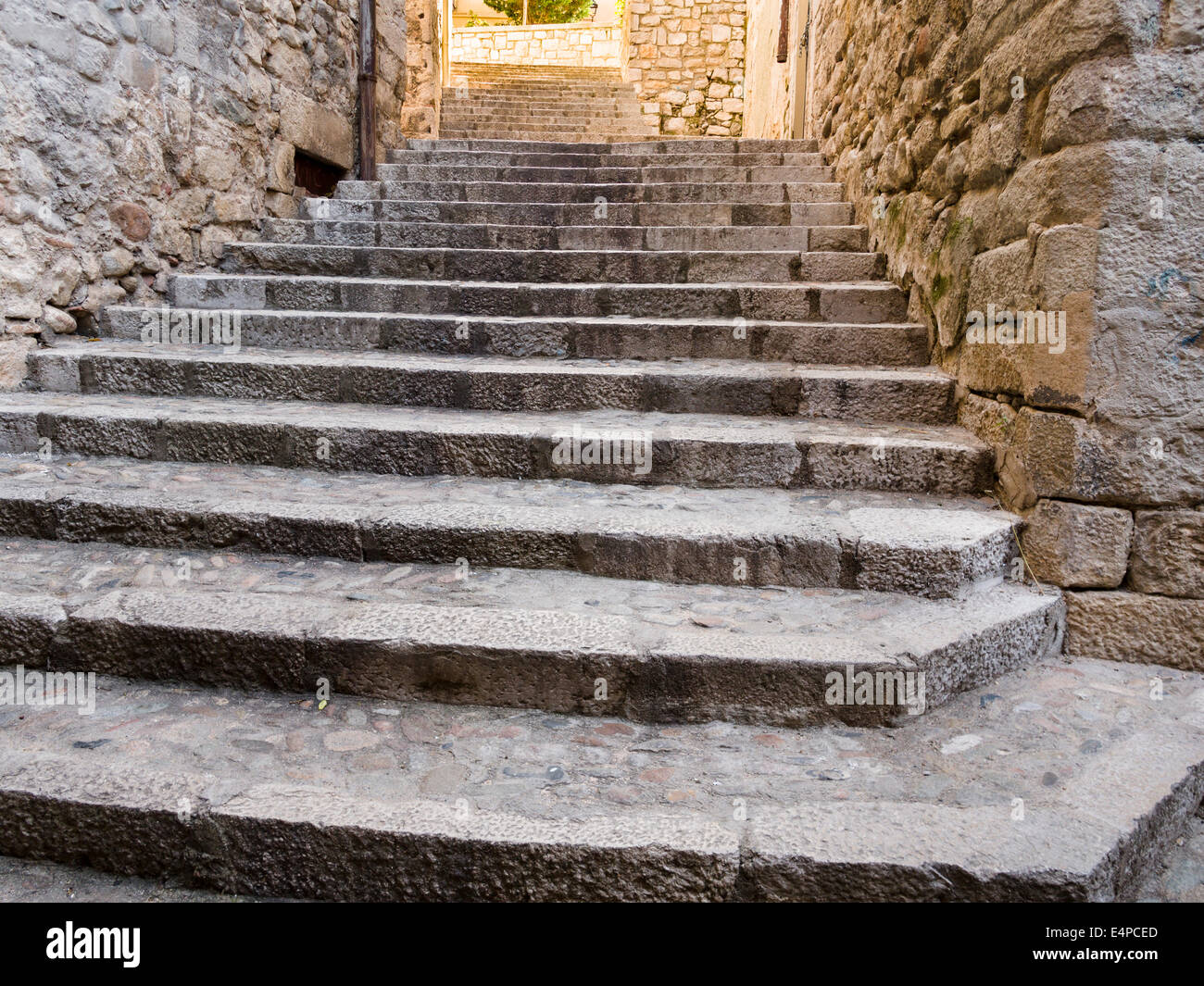Old Town Staircase Street. Wide stone steps connect the streets in the ...