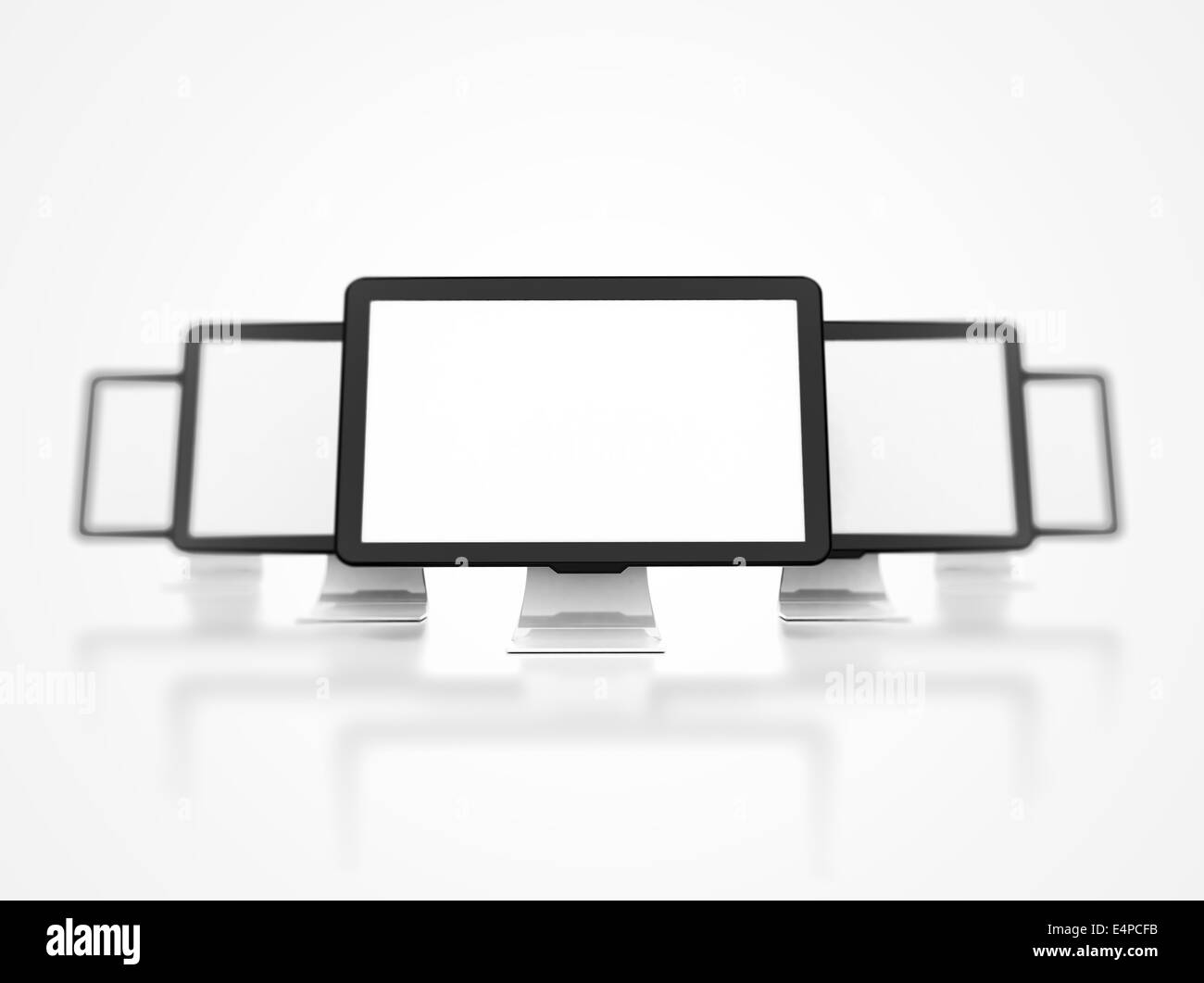 computer monitors on white background shallow depth of field Stock ...