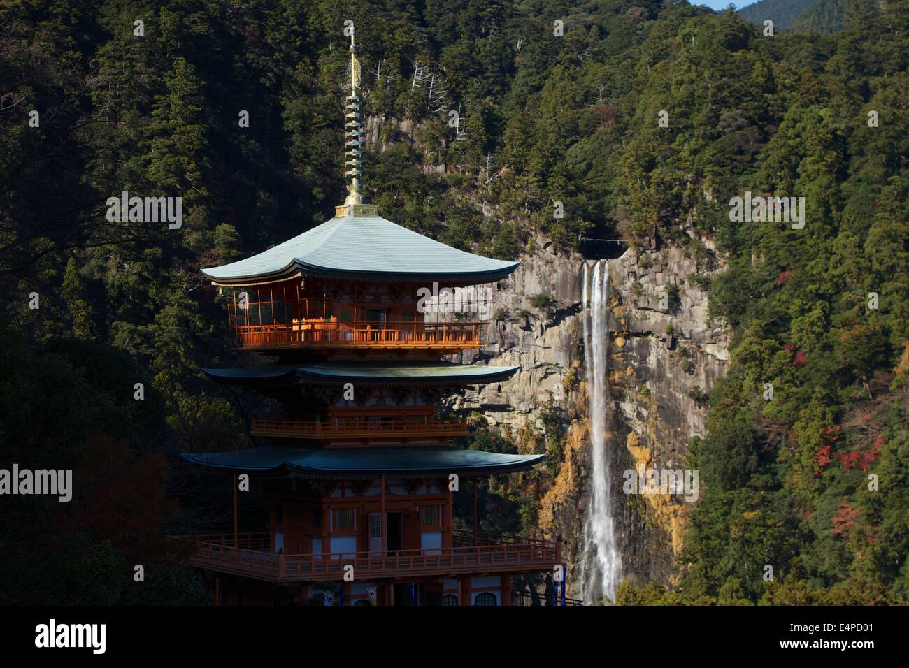 Nachi Falls and Seiganto-ji Pagoda in Japan Stock Photo - Alamy