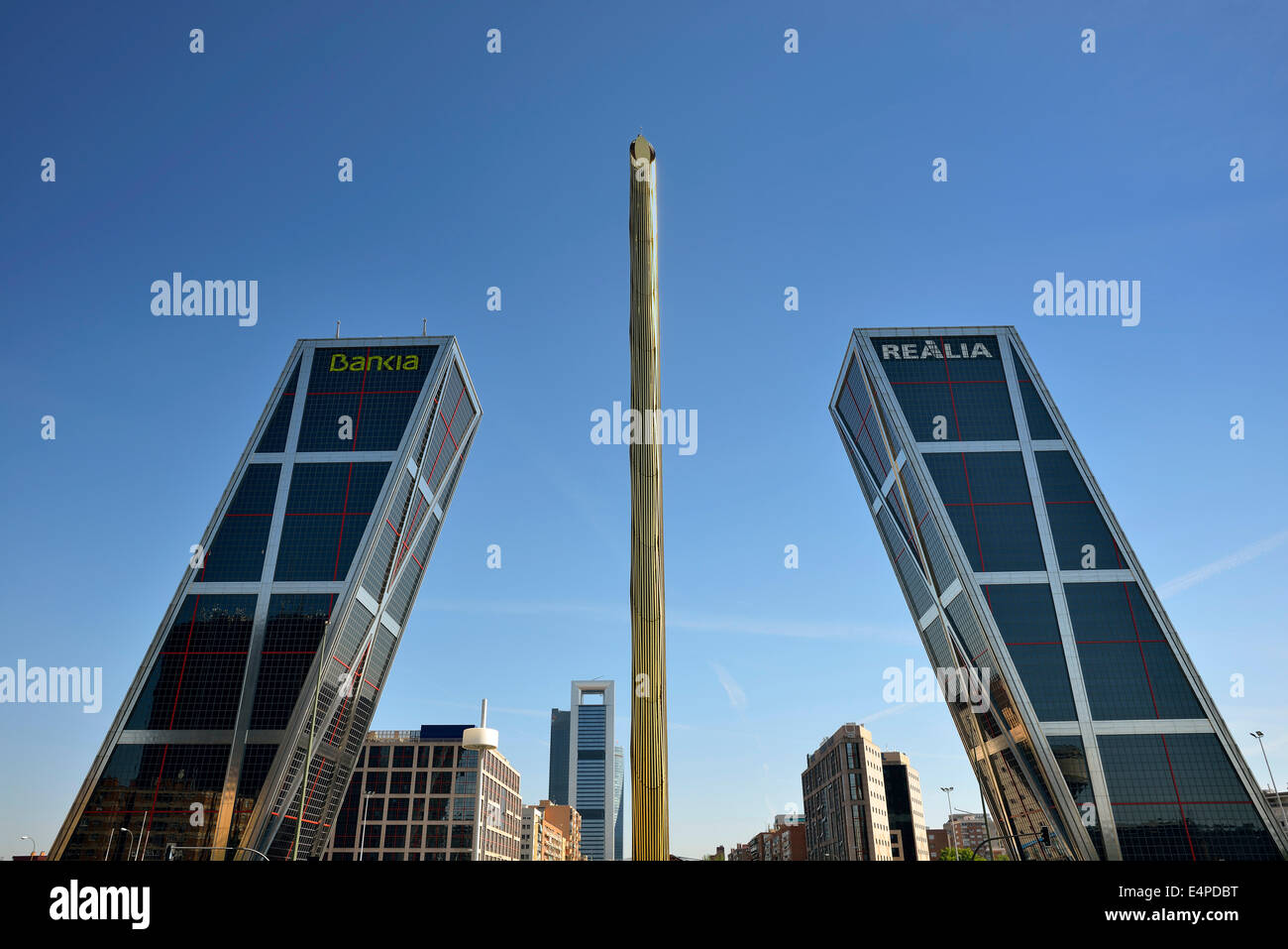 Modern office towers, Gate of Europe, with head offices of the Bankia ...