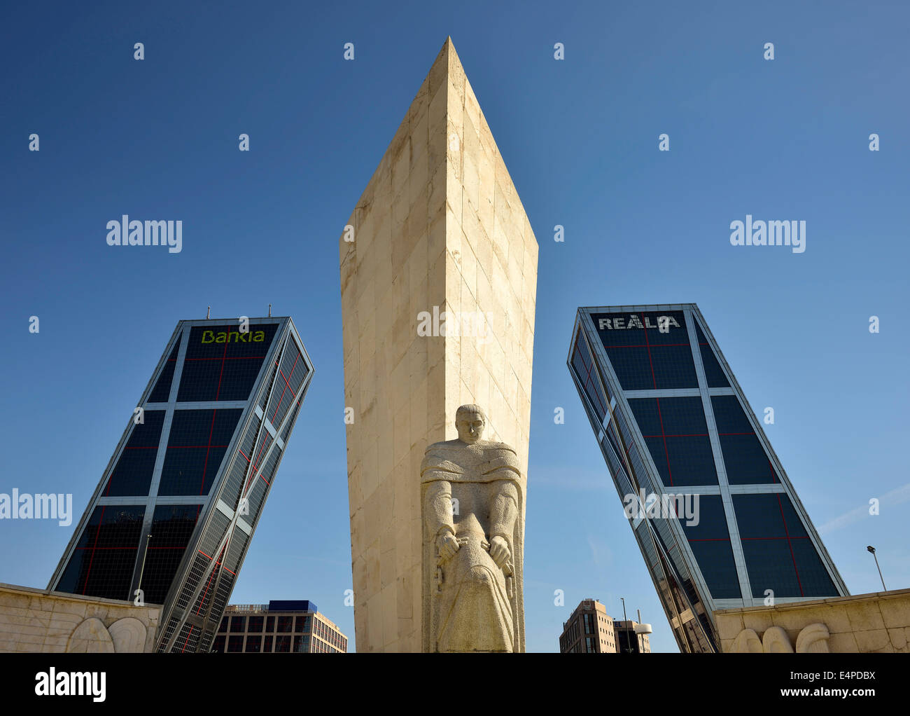 Monument to José Calvo Sotelo, in front the Gate of Europe, with head ...