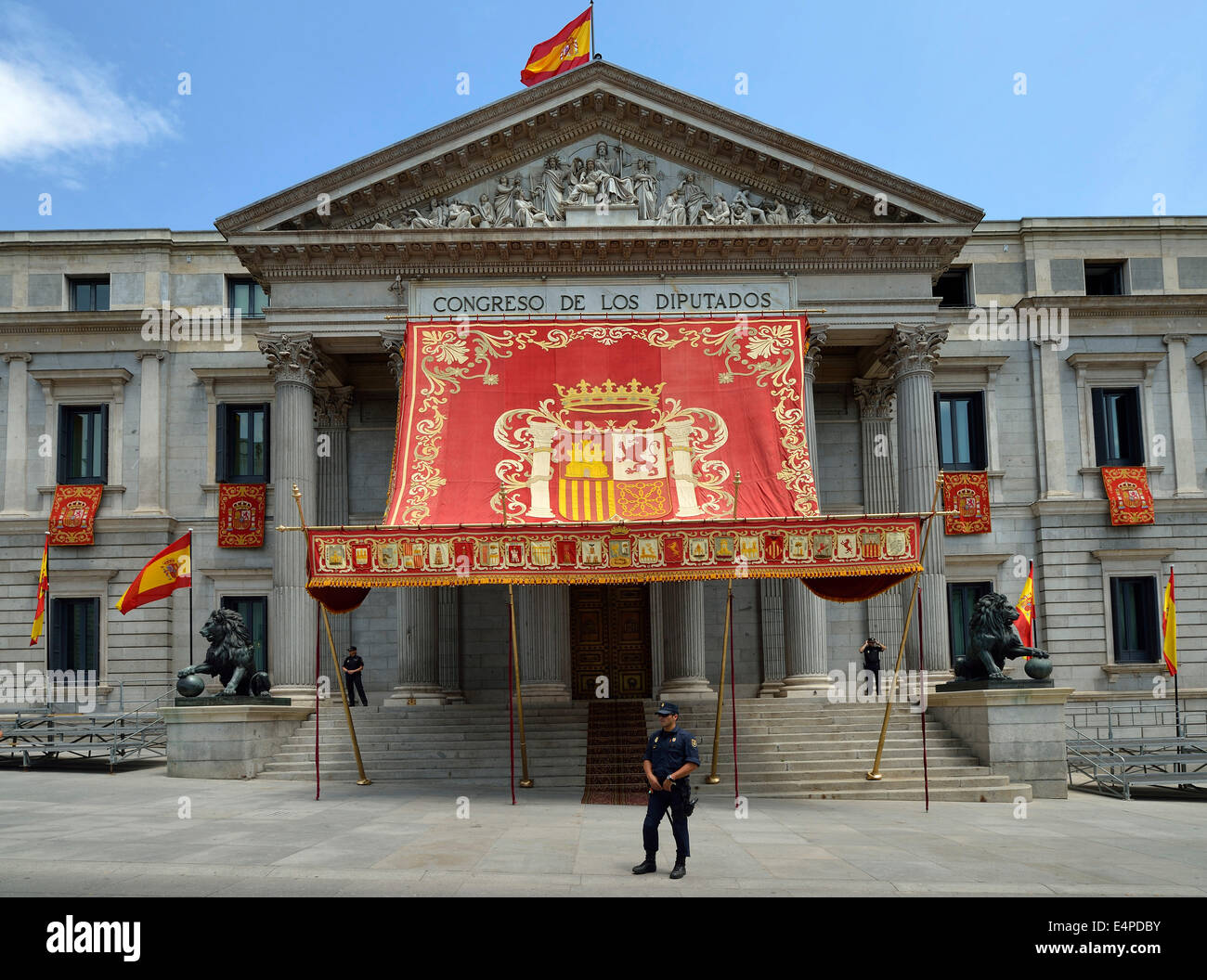 Royal canopy in front of parliament building in honor of the coronation ...