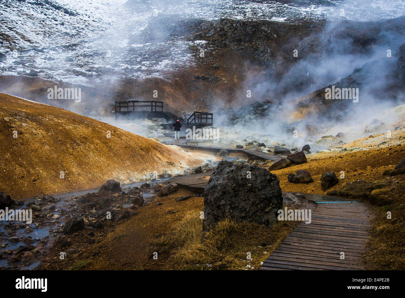 Geothermal field, fumaroles of Seltun, Krysavik, Iceland Stock Photo ...