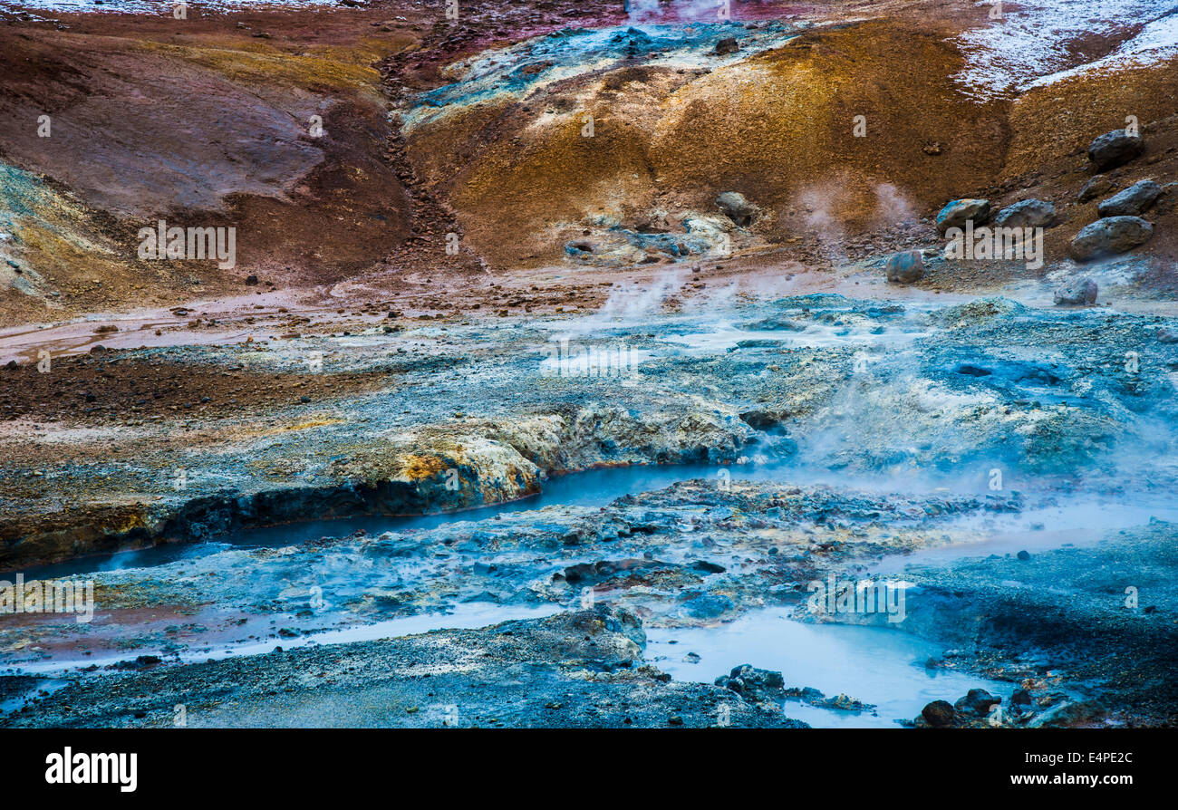 Geothermal field, fumaroles of Seltun, Krysavik, Iceland Stock Photo ...