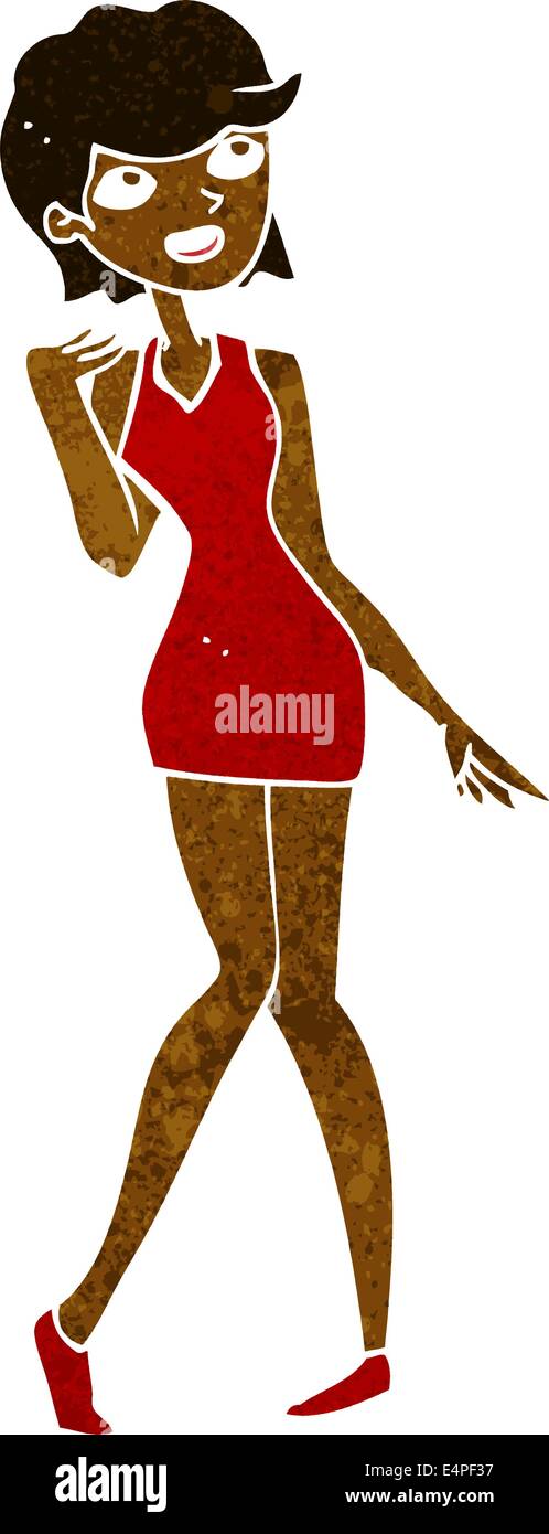 cartoon woman in cocktail dress Stock Vector Image & Art - Alamy