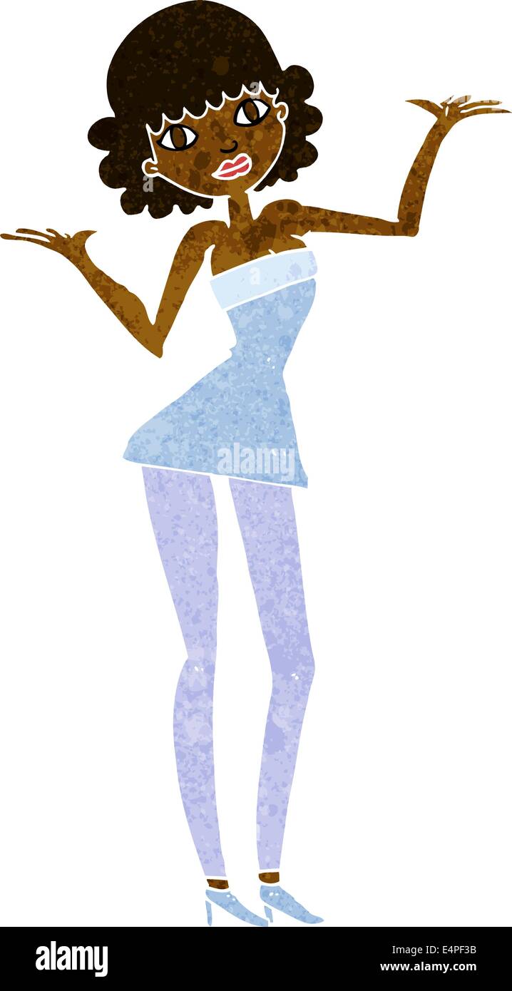 cartoon woman in cocktail dress Stock Vector Image & Art - Alamy
