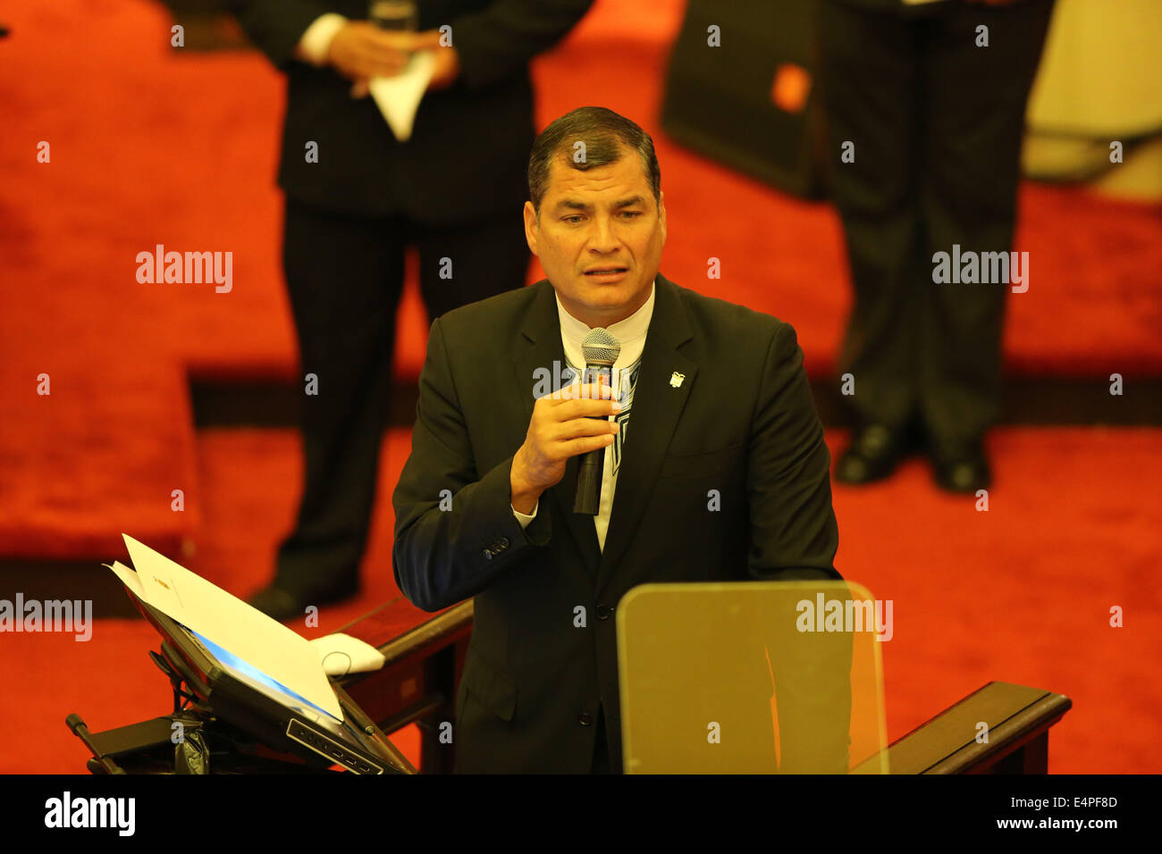 Ecuadorian president Rafael Correa during a lecture at the University ...