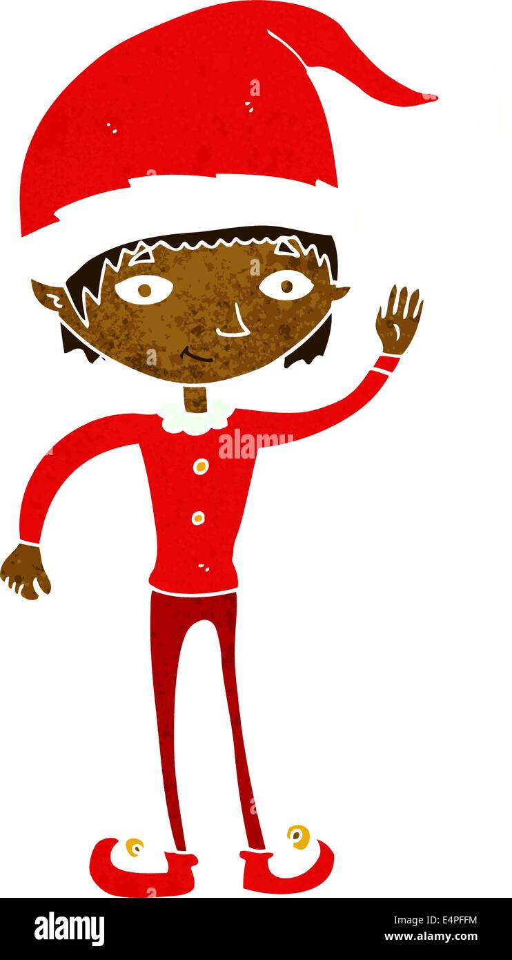 cartoon waving christmas elf Stock Vector Image & Art - Alamy