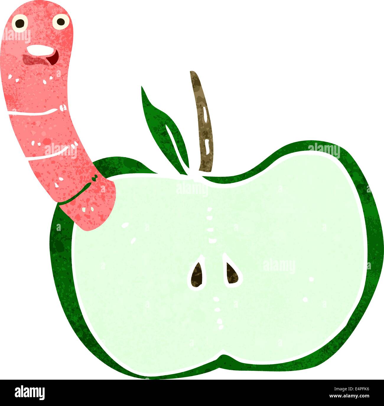 cartoon apple with worm Stock Vector Image & Art - Alamy