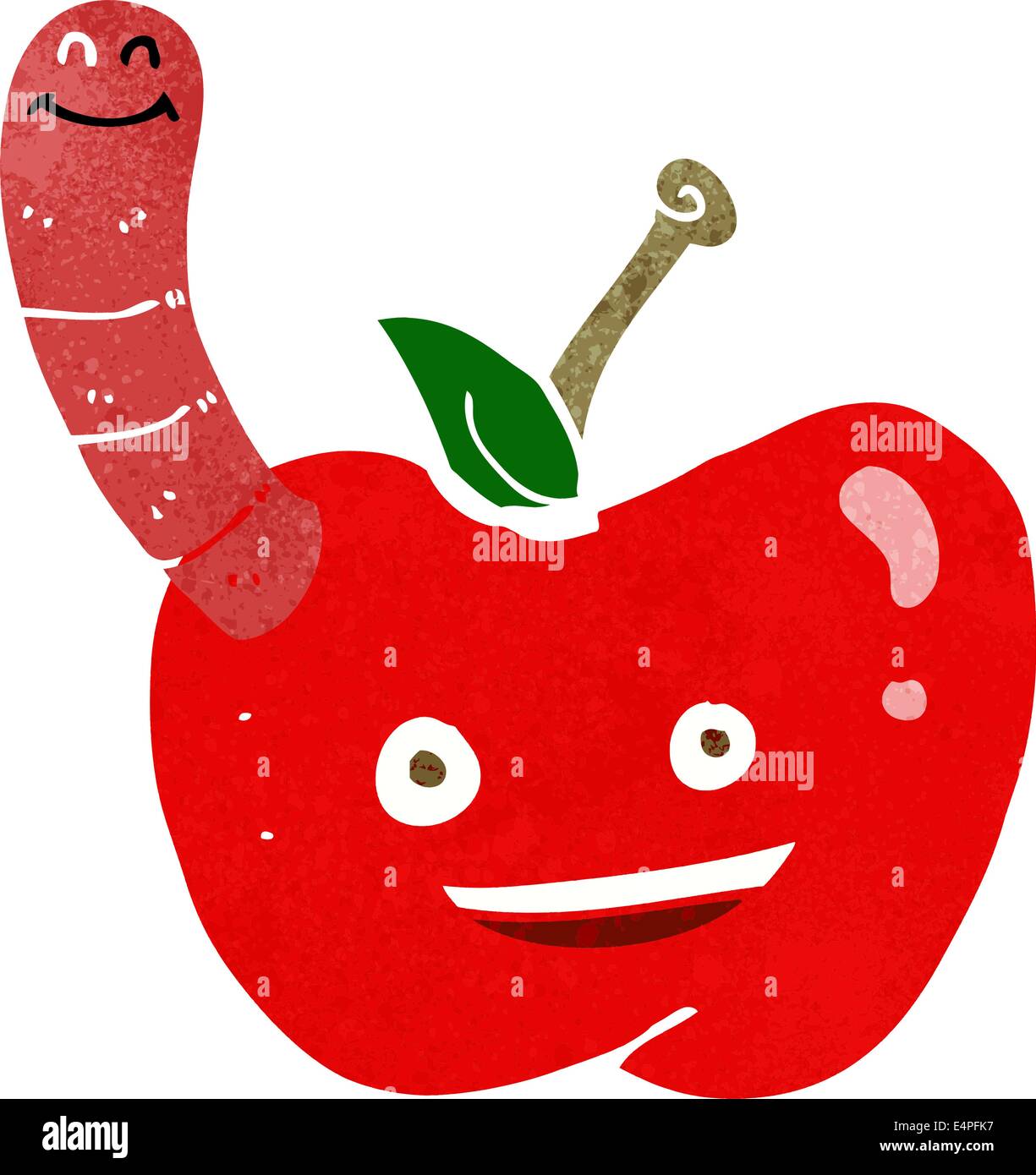 cartoon apple with worm Stock Vector Image & Art - Alamy