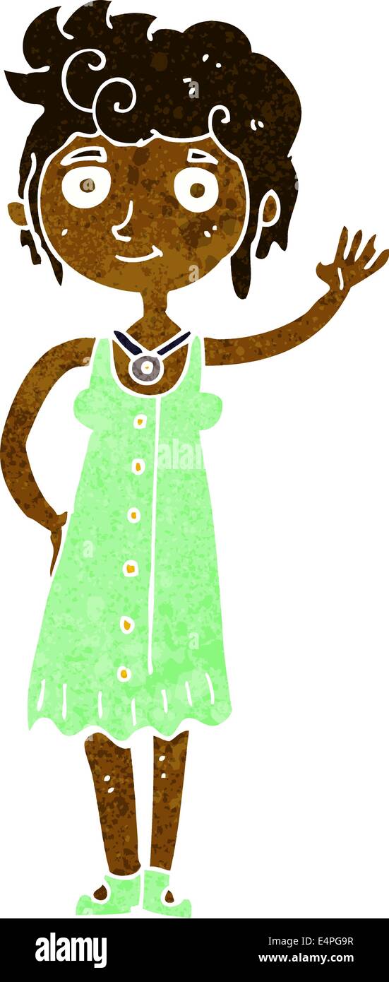 cartoon hippie woman waving Stock Vector Image & Art - Alamy