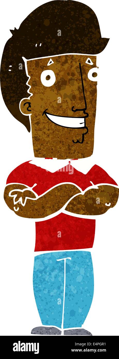 cartoon man with folded arms grinning Stock Vector Image & Art - Alamy