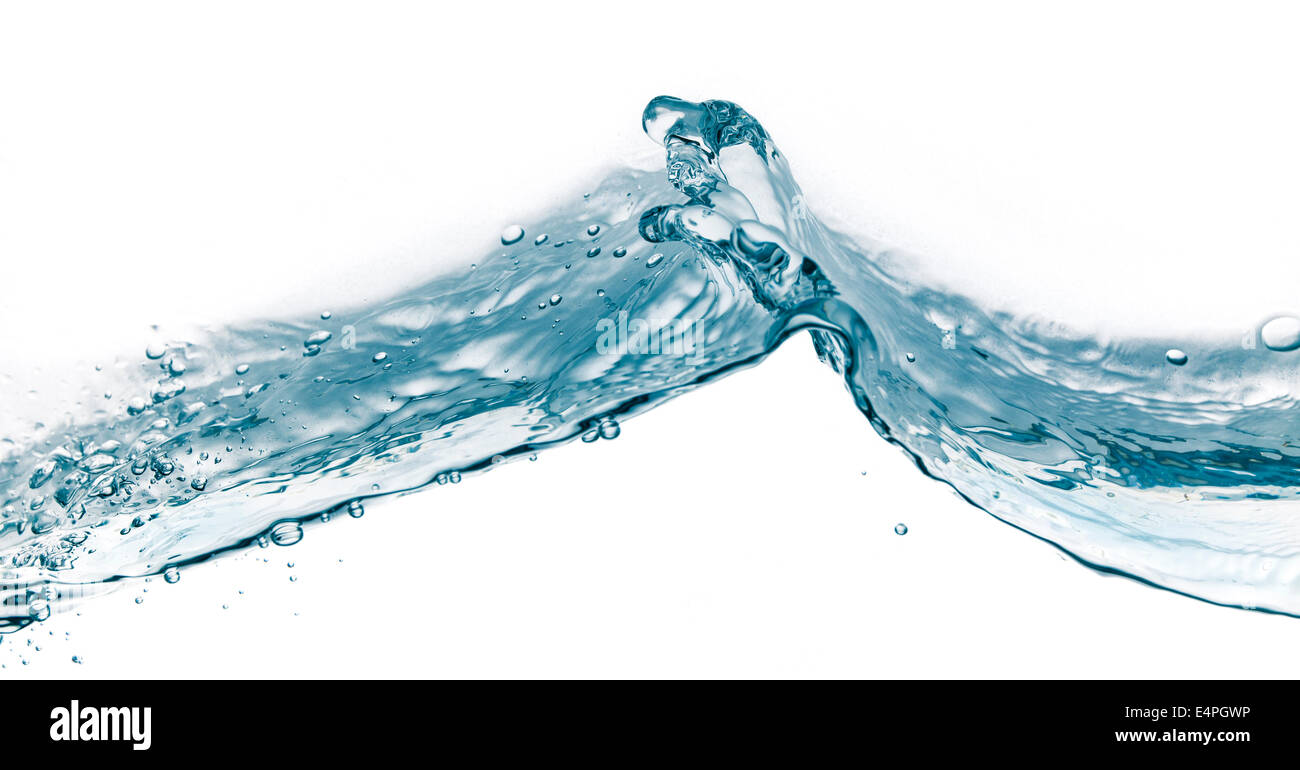 Water splash isolated on white. Close up of splash of water forming ...