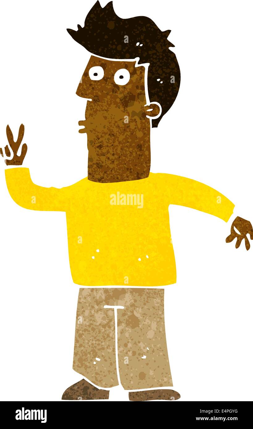 cartoon man giving peace sign Stock Vector Image & Art - Alamy