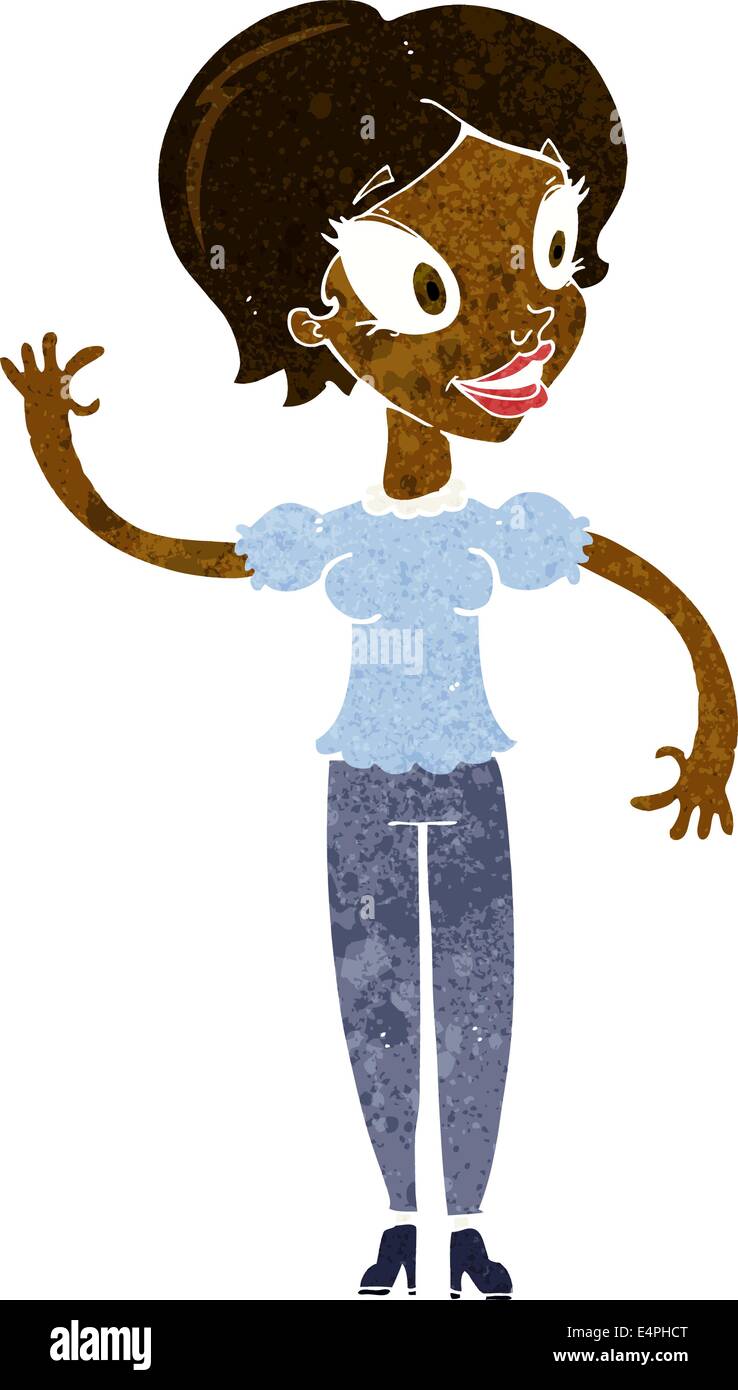 cartoon woman waving Stock Vector Image & Art - Alamy