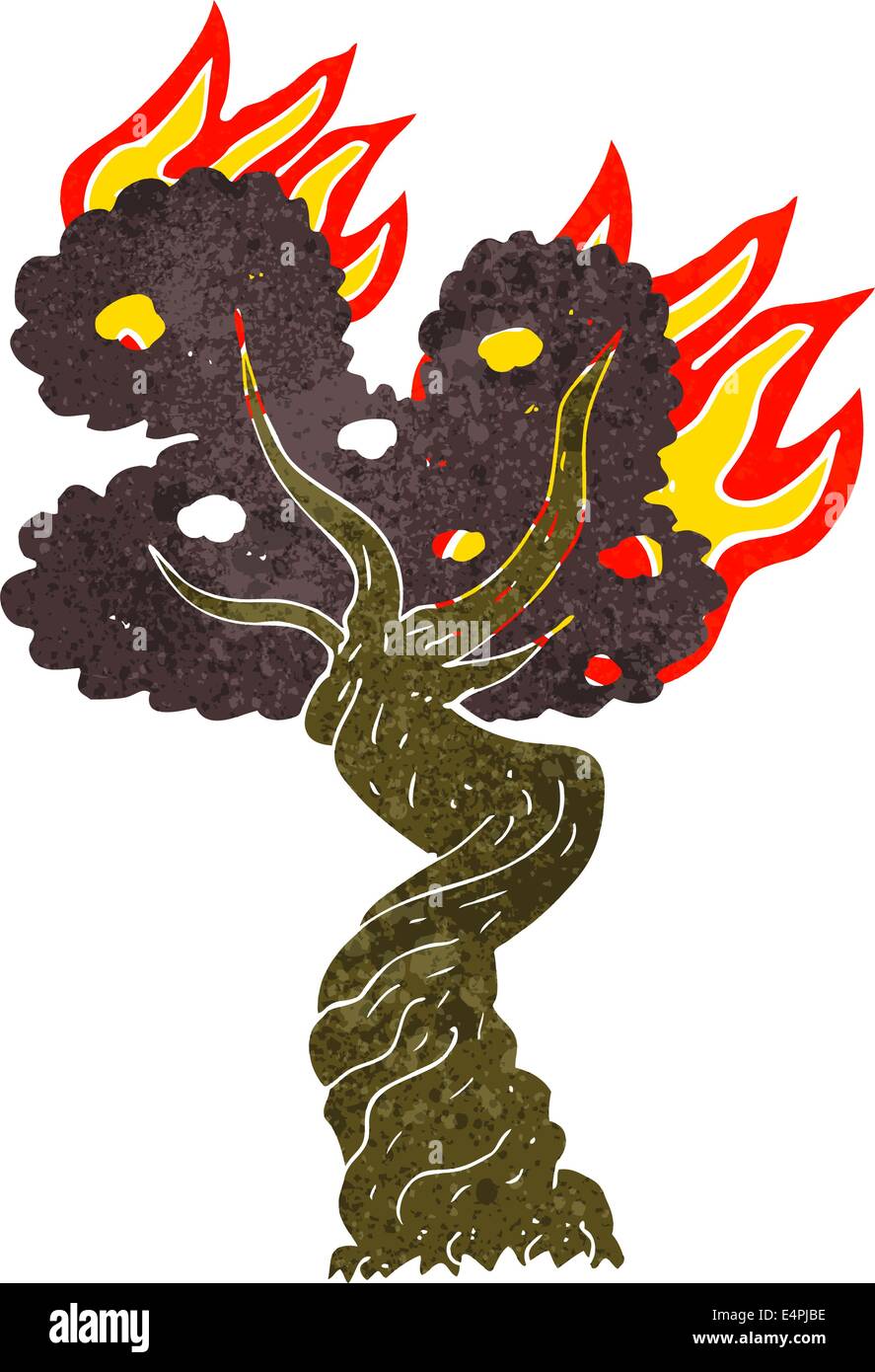 cartoon burning old tree Stock Vector Image & Art - Alamy