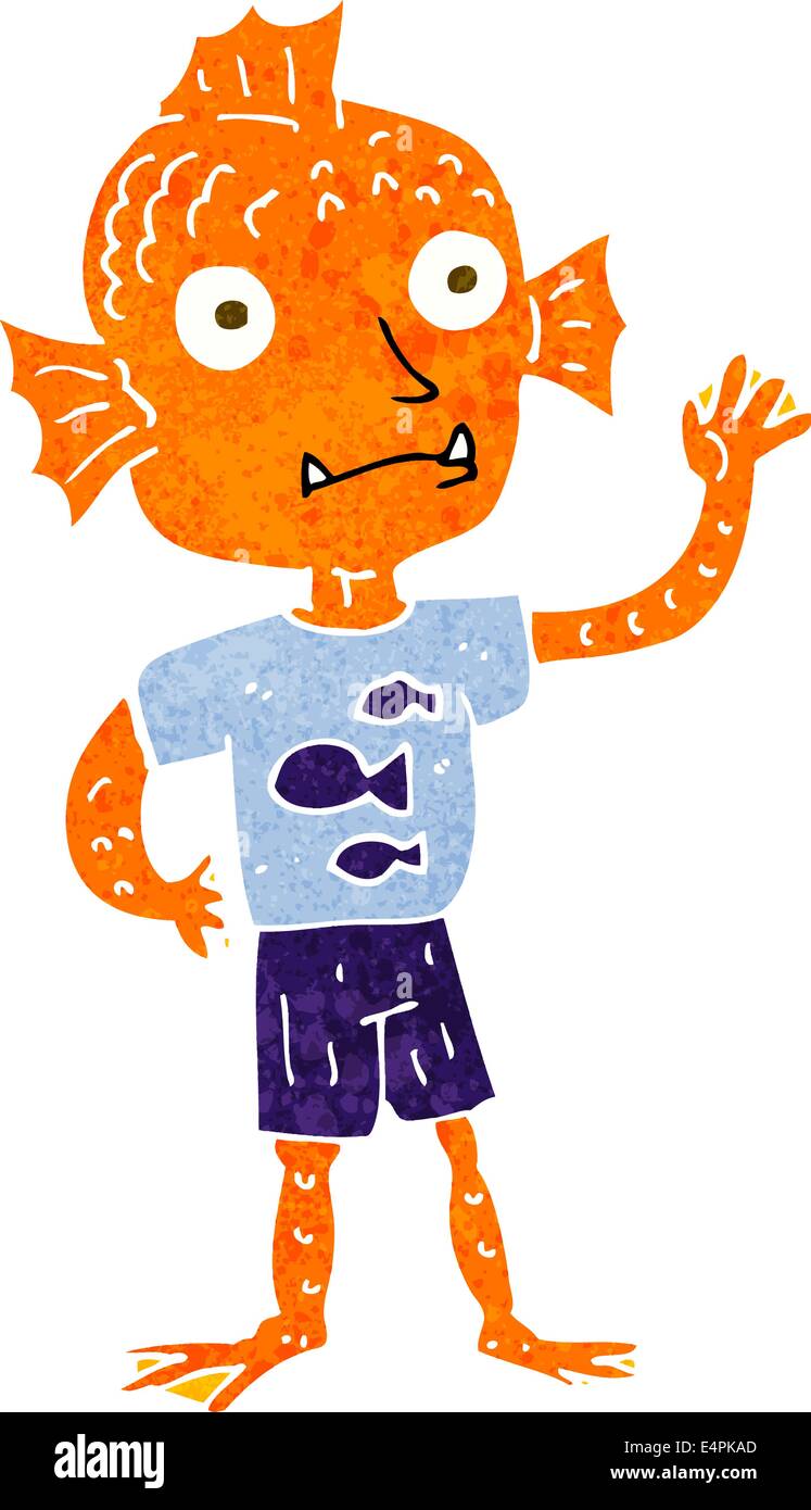 Cartoon waving fish boy hi-res stock photography and images - Alamy